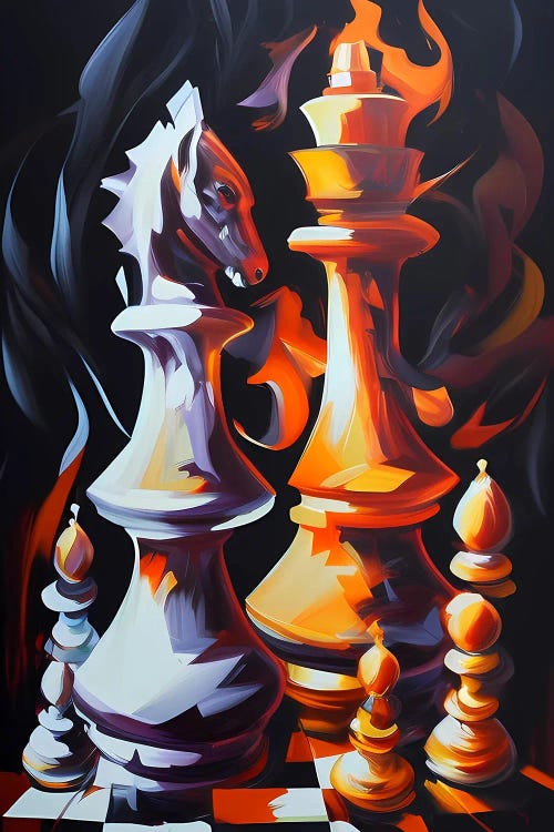 Abstract Of Chess Pieces. Canvas - Canvas Wall Art | Ievgeniia Bidiuk