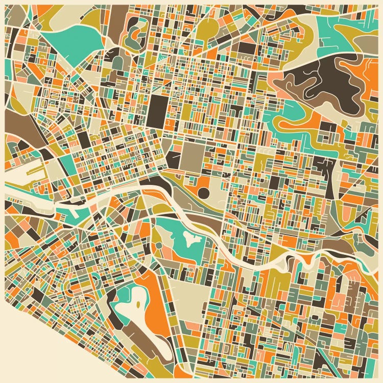 Abstract City Map of Melbourne Canv - Canvas Wall Art | Jazzberry Blue