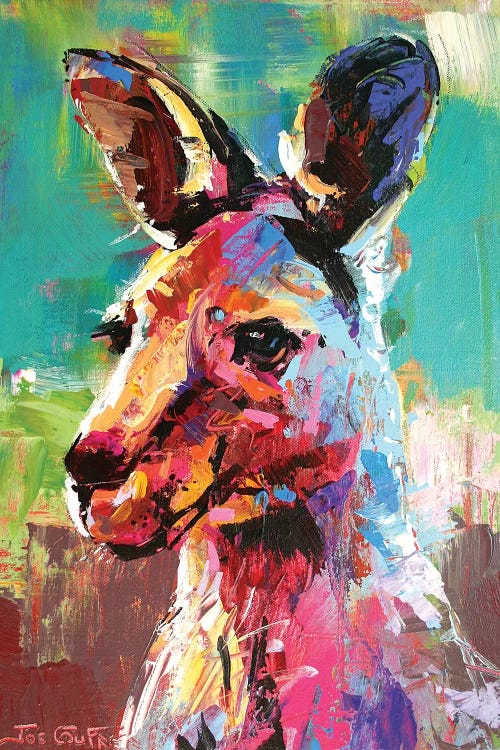 Kangaroo Canvas Wall Art by Jos Coufreur | iCanvas