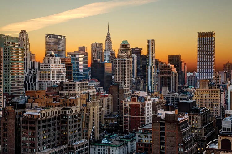 Sunset Over Manhattan Canvas Wall Art by Janet Fikar | iCanvas