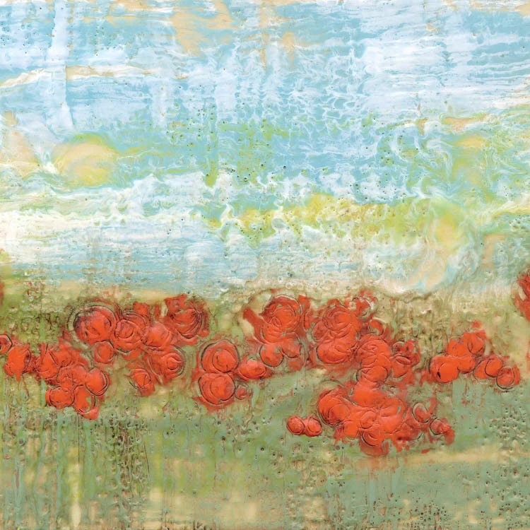 Coral Poppies II Canvas Wall Art by Jennifer Goldberger | iCanvas