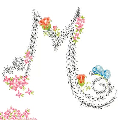 Botanical Letter M Canvas Art by Kelsey McNatt | iCanvas