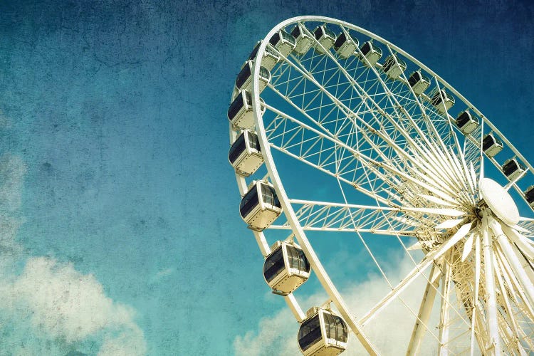Ferris Wheel, Retro Style With Texture Ca - Canvas Wall Art | Jane Rix