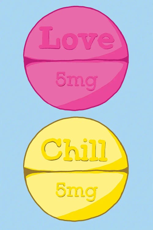Chill Pill Blue Canvas Wall Art by Jaymie Metz | iCanvas