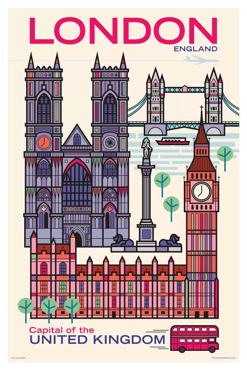 London Travel Poster Canvas Wall Art by Jim Zahniser | iCanvas