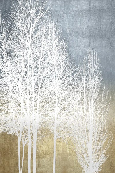 Gold Trees On Brown Panel I Canvas Art by Kate Bennett | iCanvas