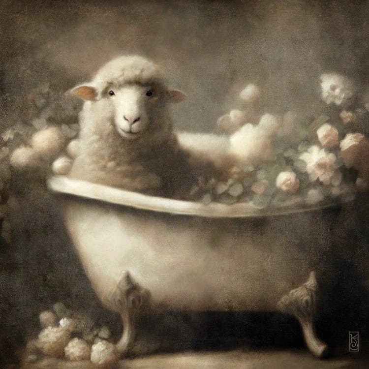 Bathing Beauty Sheep Canvas Wall Art by Katrina Jones | iCanvas