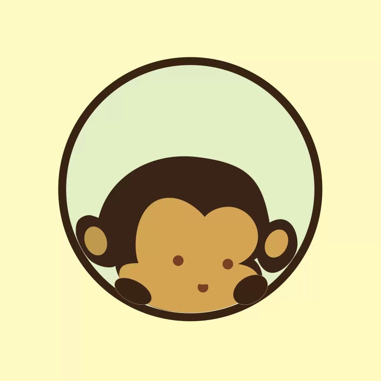 Monkey Face Yellow Canvas Wall Art by 5by5collective | iCanvas