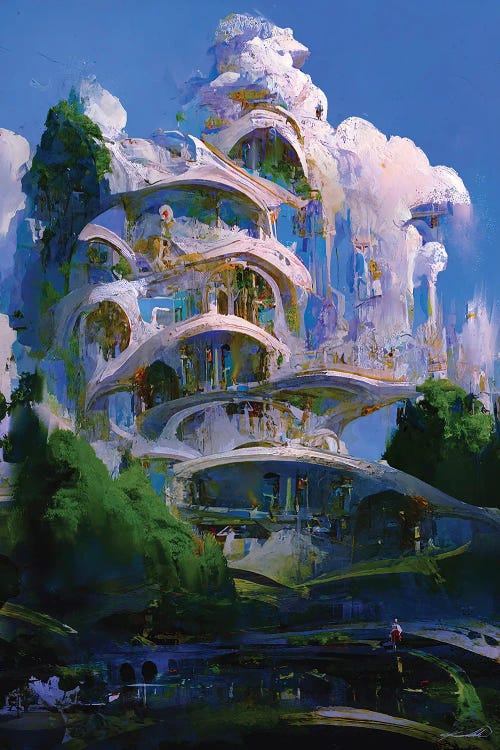 Cloud Town Canvas Wall Art by Kenwood Huh | iCanvas