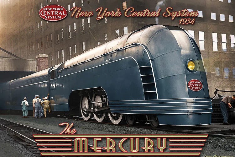 N.Y. Central Mercury Train Canvas Wall Art by Larry Grossman | iCanvas