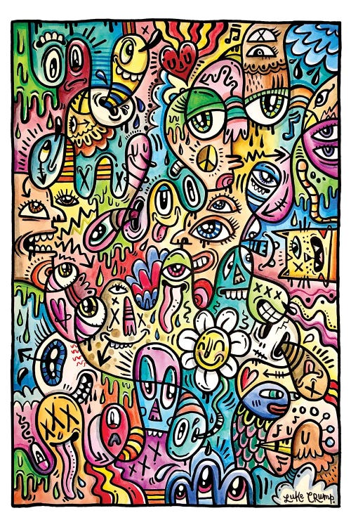 Colour Doodle Canvas Wall Art by Luke Crump | iCanvas