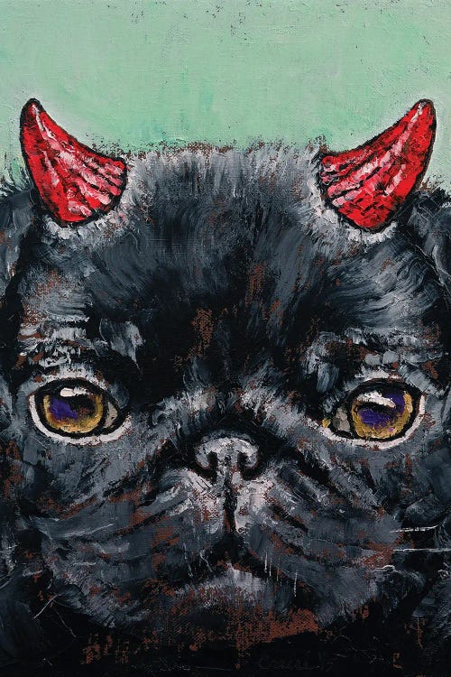 Devil Pug Canvas Wall Art by Michael Creese | iCanvas