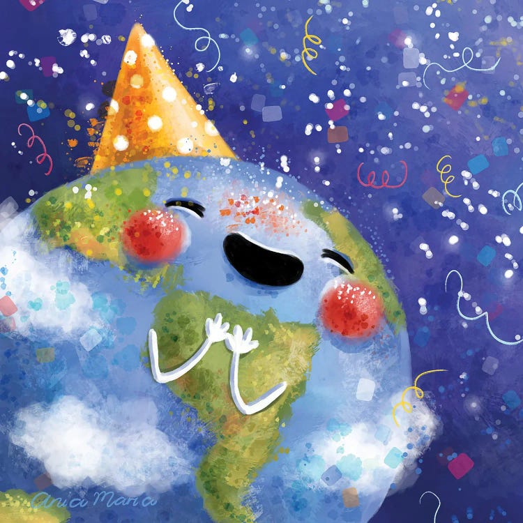 Happy Earth-Day Canvas Wall Art by Ania Maria Draws | iCanvas
