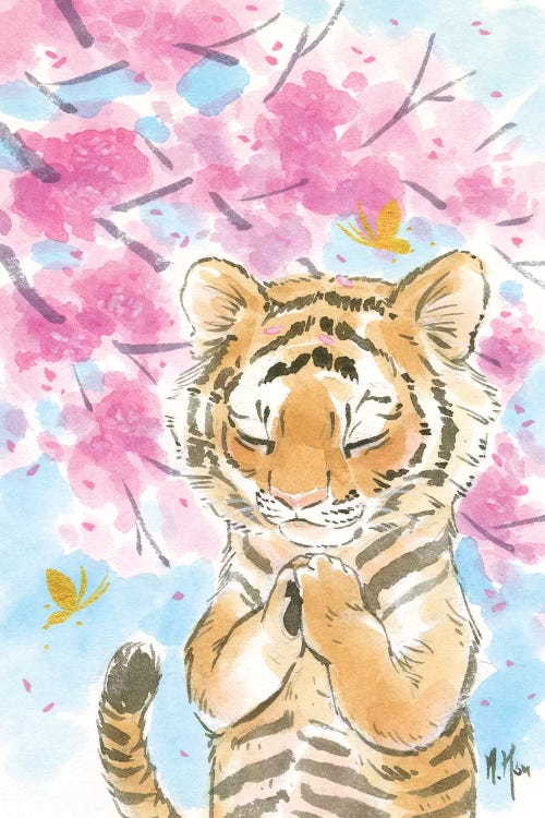Cherry Blossom Tiger Canvas Wall Art by Martin Hsu | iCanvas