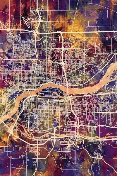 Quad Cities Street Map IV Canvas Print by Michael Tompsett | iCanvas
