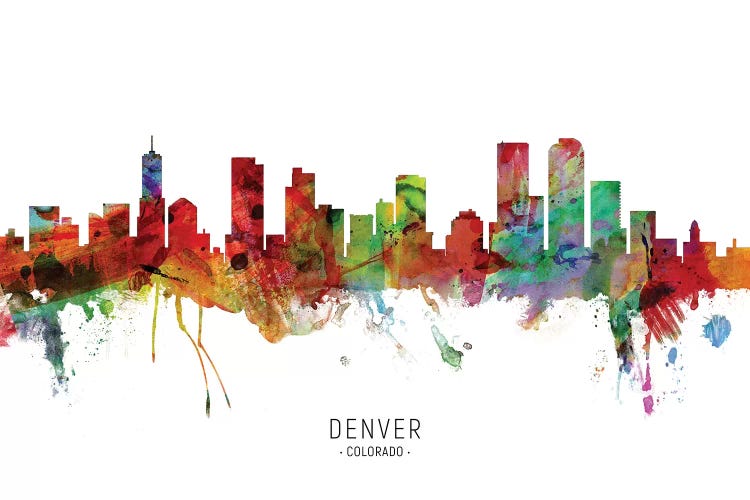 Blue Denver Skyline Canvas Wall Art by Kelsey McNatt | iCanvas