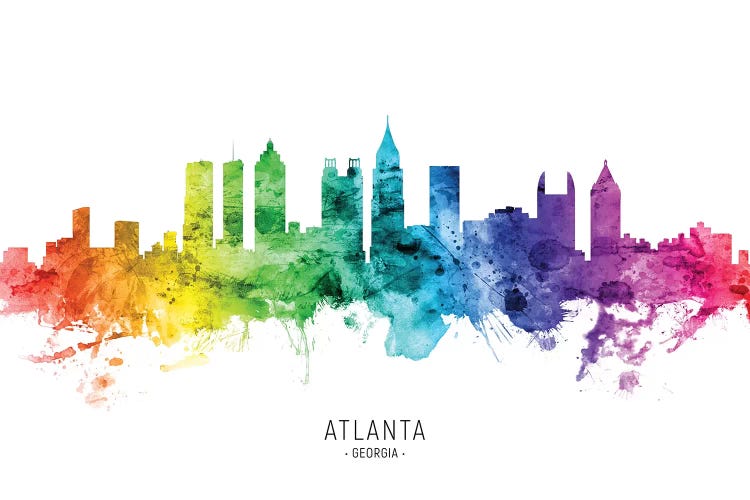 Atlanta Georgia Skyline Rainbow C - Canvas Wall Art | Michael Tompsett