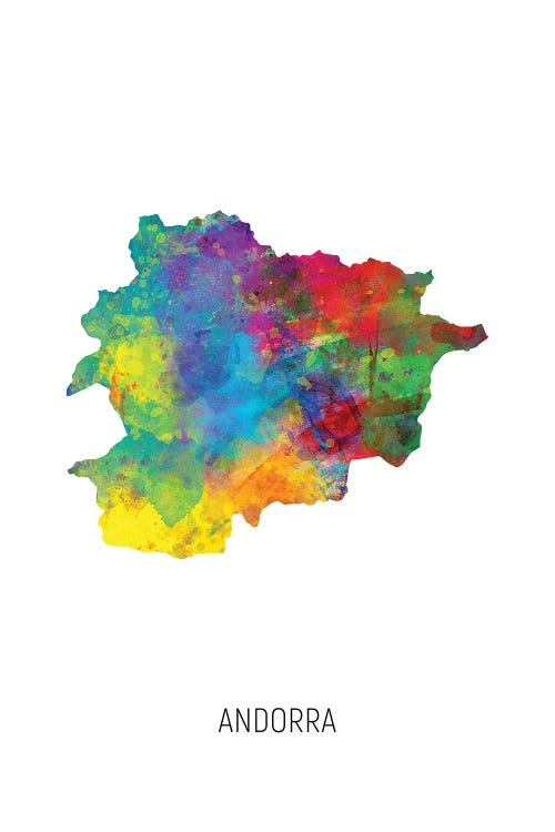 Andorra Map Canvas Wall Art by Michael Tompsett | iCanvas
