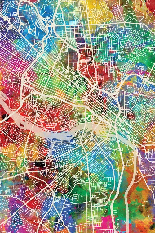 Richmond VA Map Color Canvas Wall Art by Michael Tompsett | iCanvas