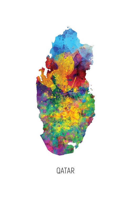 Qatar Map Canvas Wall Art by Michael Tompsett | iCanvas