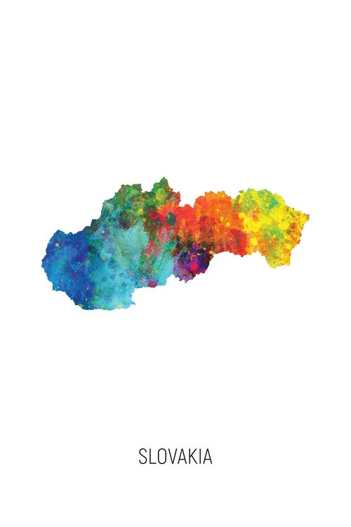 Slovakia Map Canvas Wall Art by Michael Tompsett | iCanvas
