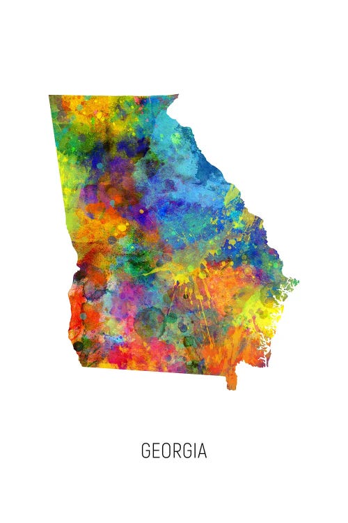 Georgia State Map Canvas Wall Art by Michael Tompsett | iCanvas