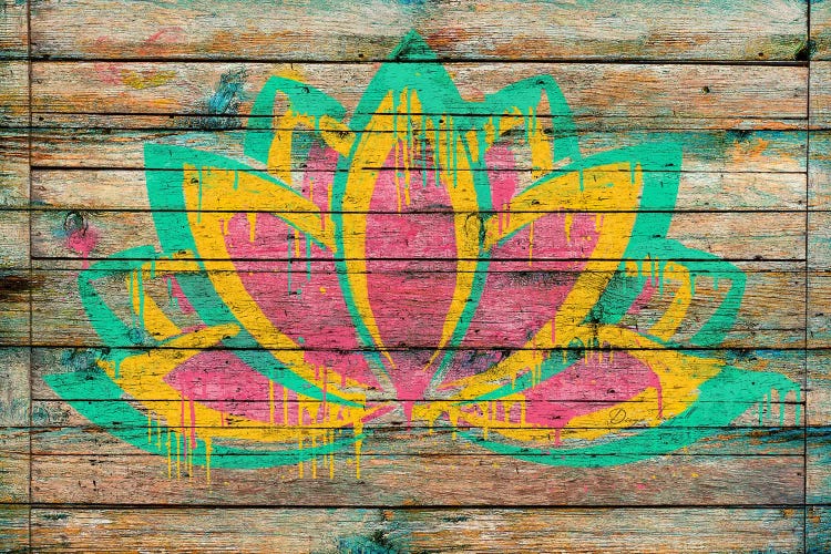 Lotus Flower Graffiti Papermoon Fototapete »LOTUSBLUME STEINWAND