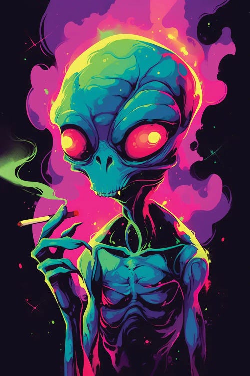 Psychedelic Alien Canvas Wall Art by 2Toastdesign | iCanvas