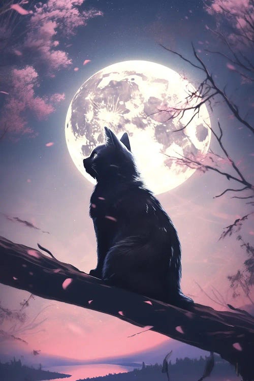 Kitty Moon Canvas Wall Art by 2Toastdesign | iCanvas