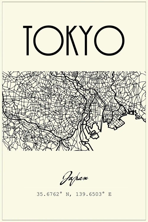 Tokyo City Map Canvas Wall Art by Nordic Print Studio | iCanvas