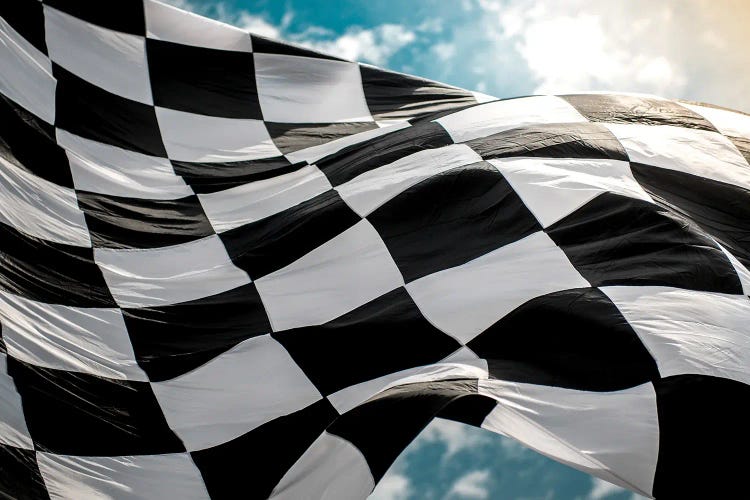 Huge Finish Line Flag Over Sky Canvas Wall Art by Nik Rave | iCanvas