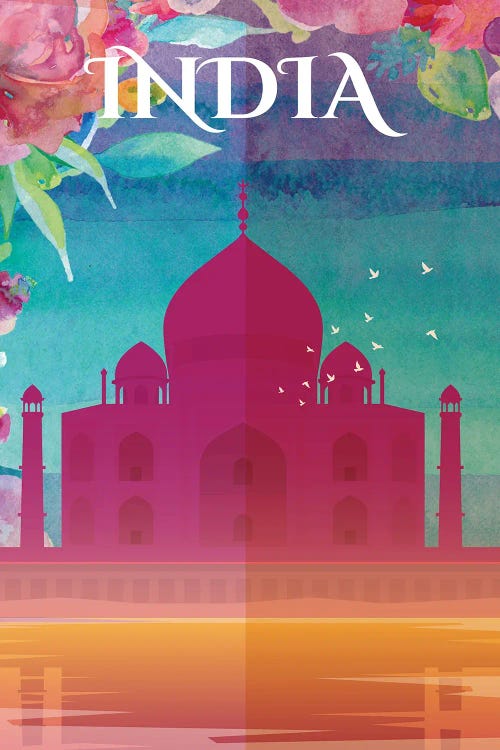 India Travel Poster Canvas Wall Art by Natalie Ryan | iCanvas