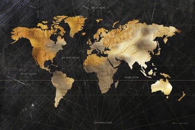 Hello World Map Canvas Artwork by blursbyai | iCanvas
