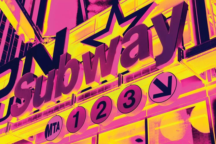 NYC Subway Sign Canvas Wall Art by Philippe Hugonnard | iCanvas