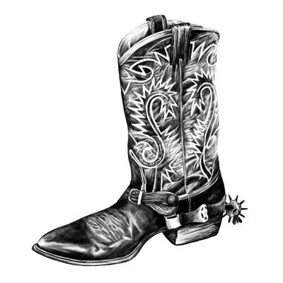 Cowboy Boot Pencil Drawing