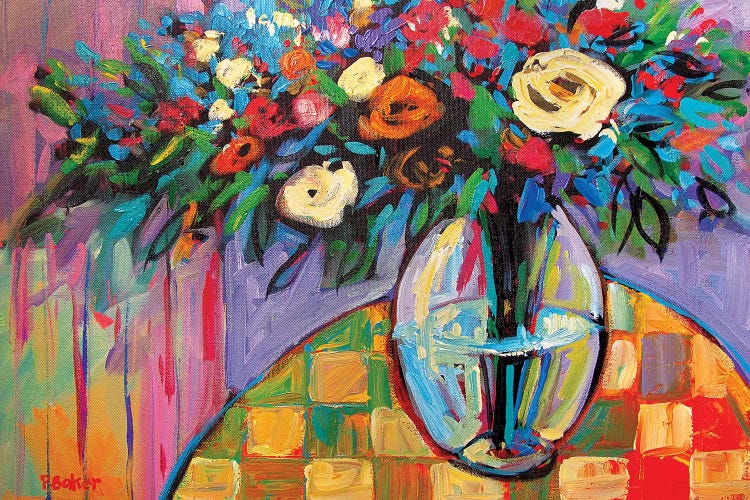 Still Life With Checkered Tablecloth V - Canvas Wall Art | Patty Baker