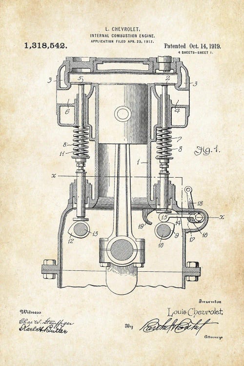 Harley Davidson Evolution Engine Canvas Wall Art by Patent77 | iCanvas