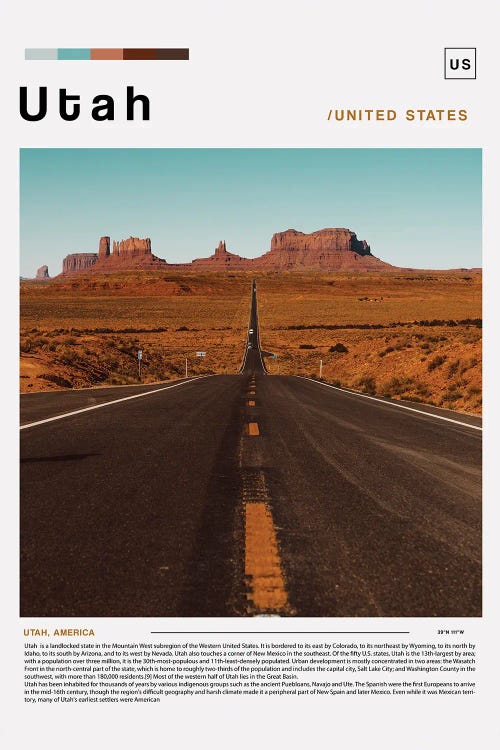 Utah Poster Landscape Canvas Wall Art by Paul Rommer | iCanvas