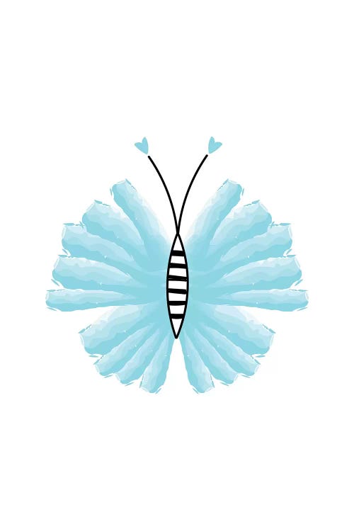 Blue Butterfly Half Canvas Wall Art by Claudia Bianchi | iCanvas
