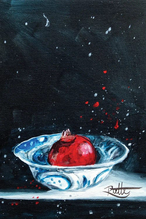 Blue Pomegranate Bowl Canvas Wall Art by Rut Art Creations | iCanvas