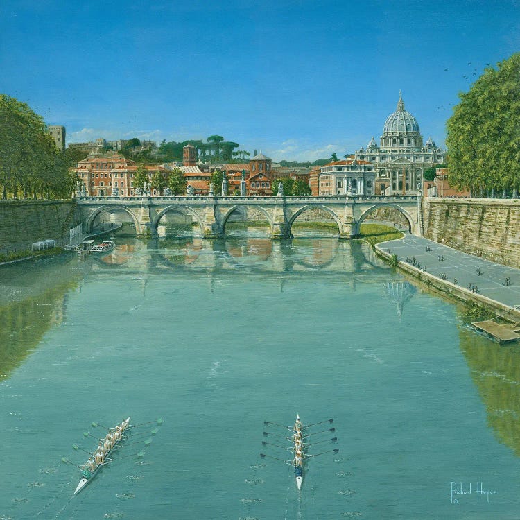Rowing On The Tiber, Rome, Italy Ca - Canvas Wall Art | Richard Harpum