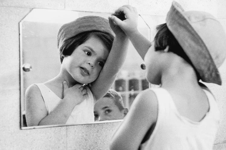 Tirza In Mirror (Israel, 1951) Canvas Wall Art by Ruth Orkin | iCanvas