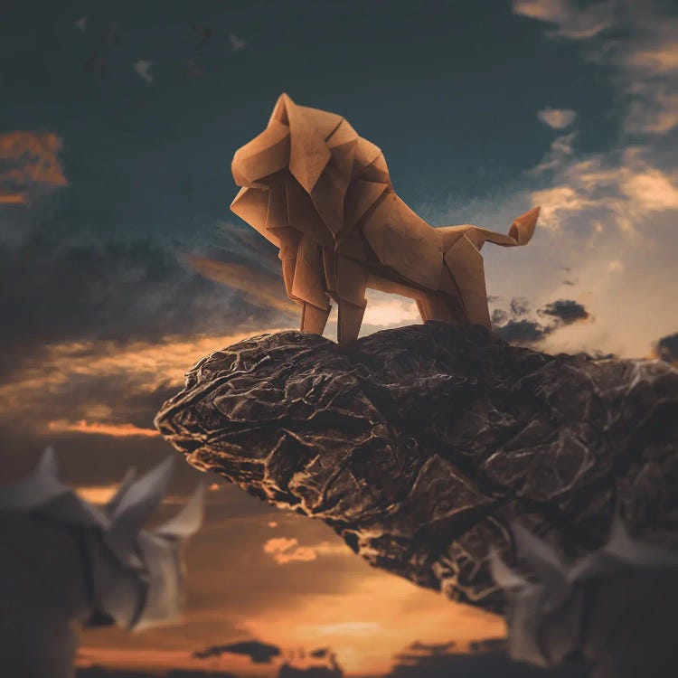 Origami King Canvas Wall Art by Shaun Ryken | iCanvas