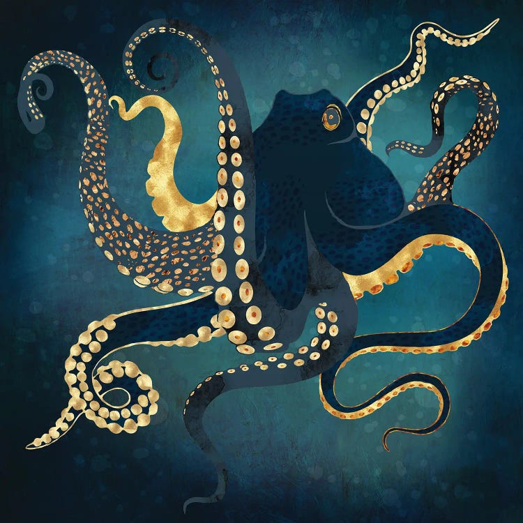 Metallic Octopus Iv Canvas Wall Art by SpaceFrog Designs | iCanvas