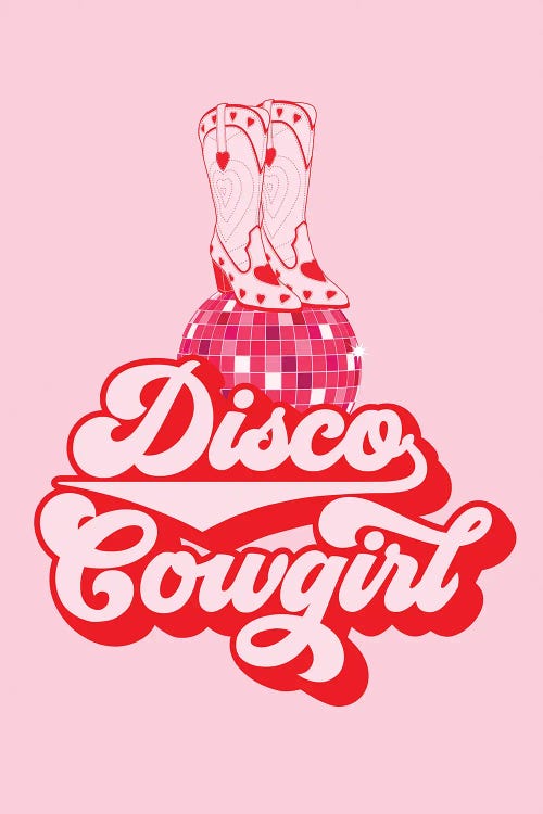 Disco Western Cowgirl Canvas Wall Art by Jania Sharipzhanova | iCanvas