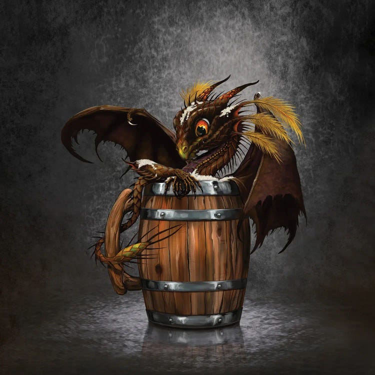Dark Beer Dragon Canvas Wall Art by Stanley Morrison | iCanvas