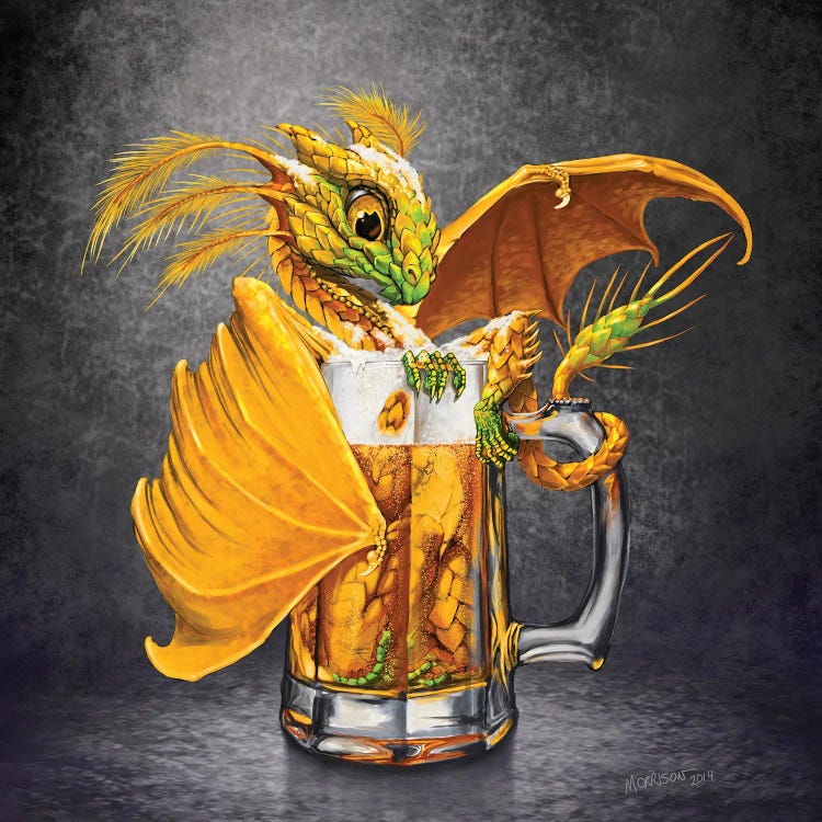 Beer Dragon Canvas Wall Art by Stanley Morrison | iCanvas