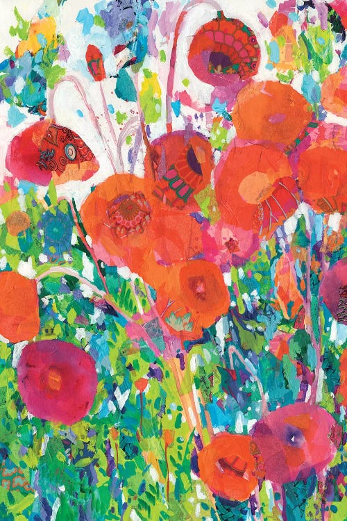 Vivid Poppy Collage I Canvas Wall Art by Tara Funk Grim | iCanvas