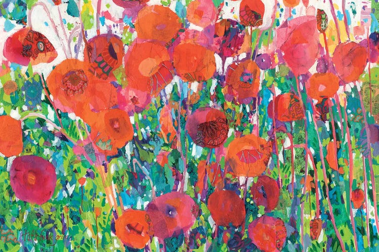 Vivid Poppy Collage III Canvas Wall Art by Tara Funk Grim | iCanvas