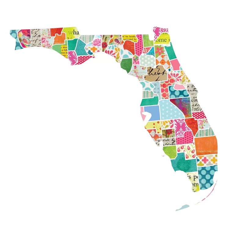 Florida Quilted Collage Map Canvas - Canvas Wall Art | Traci Anderson